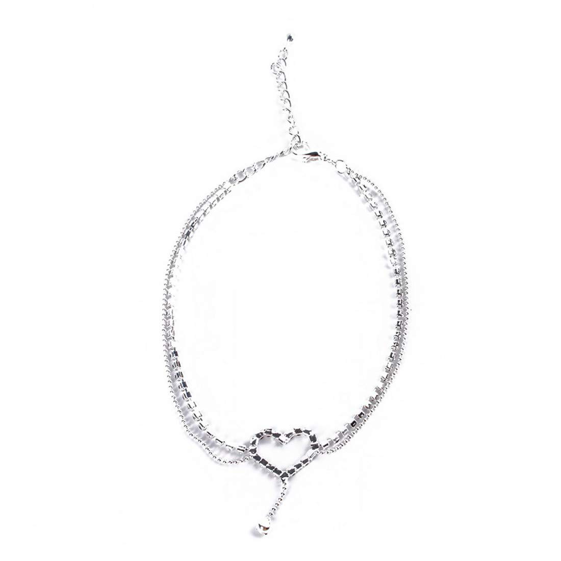 Sperrins Heart Pattern Crystal Anklet Women Simple Rhinestone Anklet Foot Accessories (Color 2)