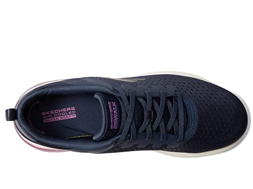 Skechers Women's GO Walk AIR 2.0 MESH Bungee Sneaker, Navy/Purple, 8.5