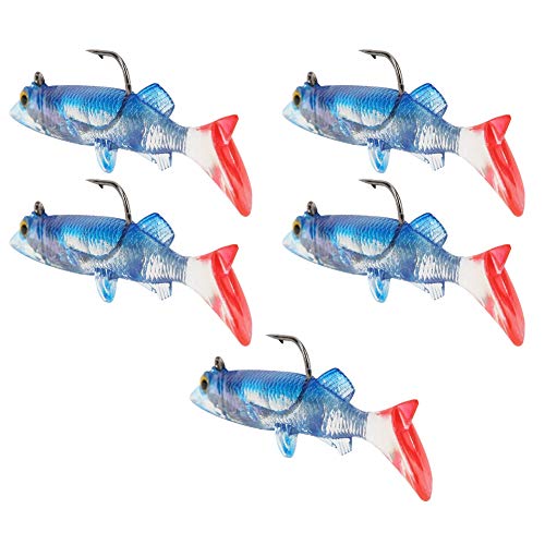 Yeuipea Fish Lure Bait Set, 5PCS PVC Wrapping Lead Artificial Fish Lure Lifelike Soft Fishing Bait Tackle Tool Accessory