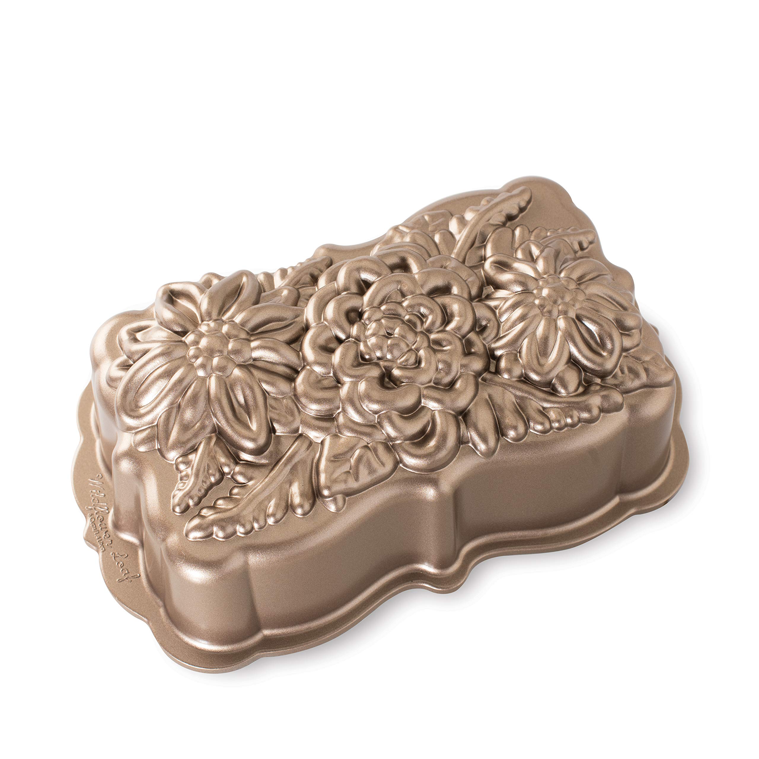 Nordic Ware Wildflower and Jubilee Loaf Pans, 6-Cup, Toffee and Gold