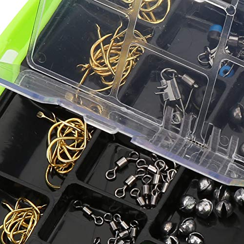 Yeuipea Fishing Tool Set Box,Fish Lure Beads Bait Jig Hook Swivels Tackles Set with Box for Sea Fishing