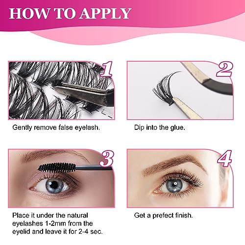 snowcastleLash Clusters 40D-0.07D-9-16MIX LASH Individual Lashes 280 Clusters False Eyelash 30D 40D Cluster Eyelash Extensions Individual Lashes Cluster DIY Lash Extensions at Home (40)