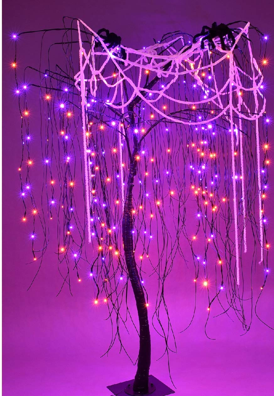 Queens of Christmas Halloween Willow LED Tree, 7 ft, Purple