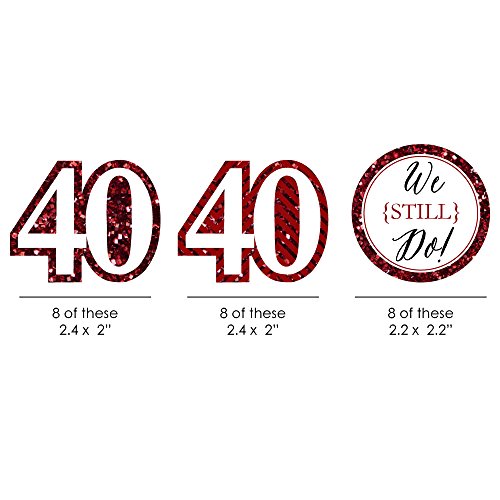 We Still Do Paper Straw Decor - 40th Wedding Anniversary Party Striped Decorative Straws - Set of 24