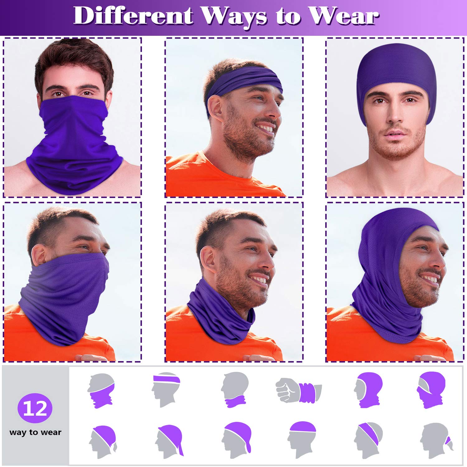 SATINIOR 12 Pcs Ski Mask Summer Face Cover Scarf Men Balaclava Neck Gaiter Cycling Running Headwear Windproof Hood