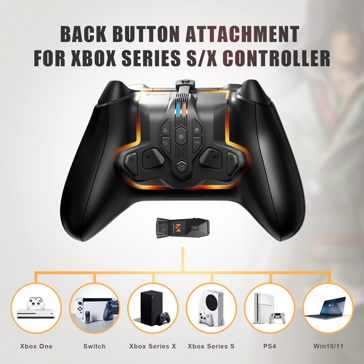 Wireless Xbox Back Button Attachment for Xbox Series S/X Controller, Controller Paddles for Xbox Series S/X/Xbox One/PS4/Switch/PC, Motion Control/Turbo/Macro/Audio (Pro Version) Black