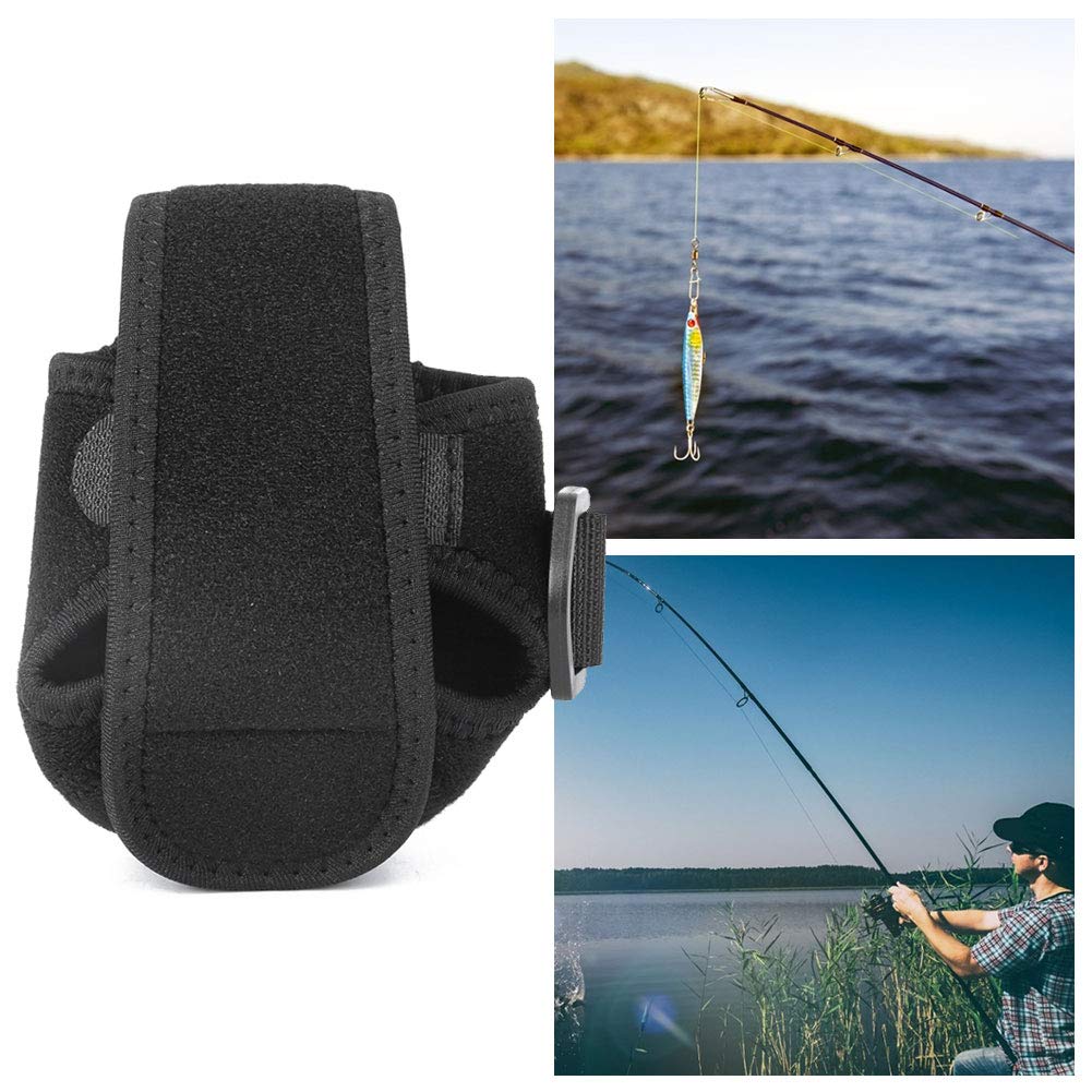 Yeuipea Fishing Wheel Bag, OK Cloth Black Lightweight Adjustable Fishing Wheel Bag Casting Reel Packet Tool Accessory(A)