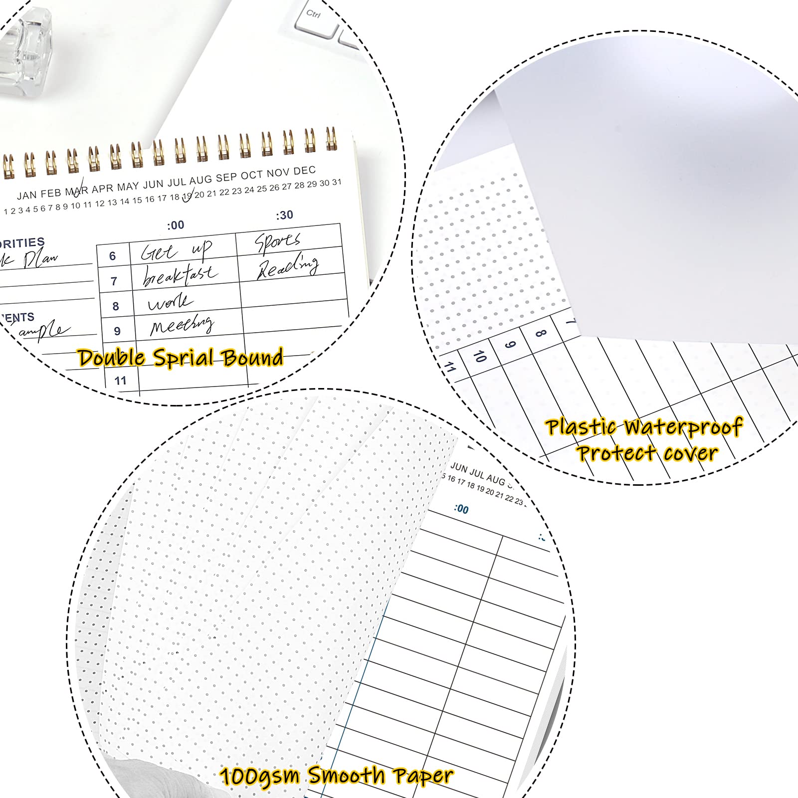 Time Blocking Planner 2023,To Do List Notepad with Priorities,Hourly Scheduler and Notes with PVC Covers,Spiral Bound Daily Planner Notepad to Do Notebook for Adults Kids Classroom Office,7x10 Inch