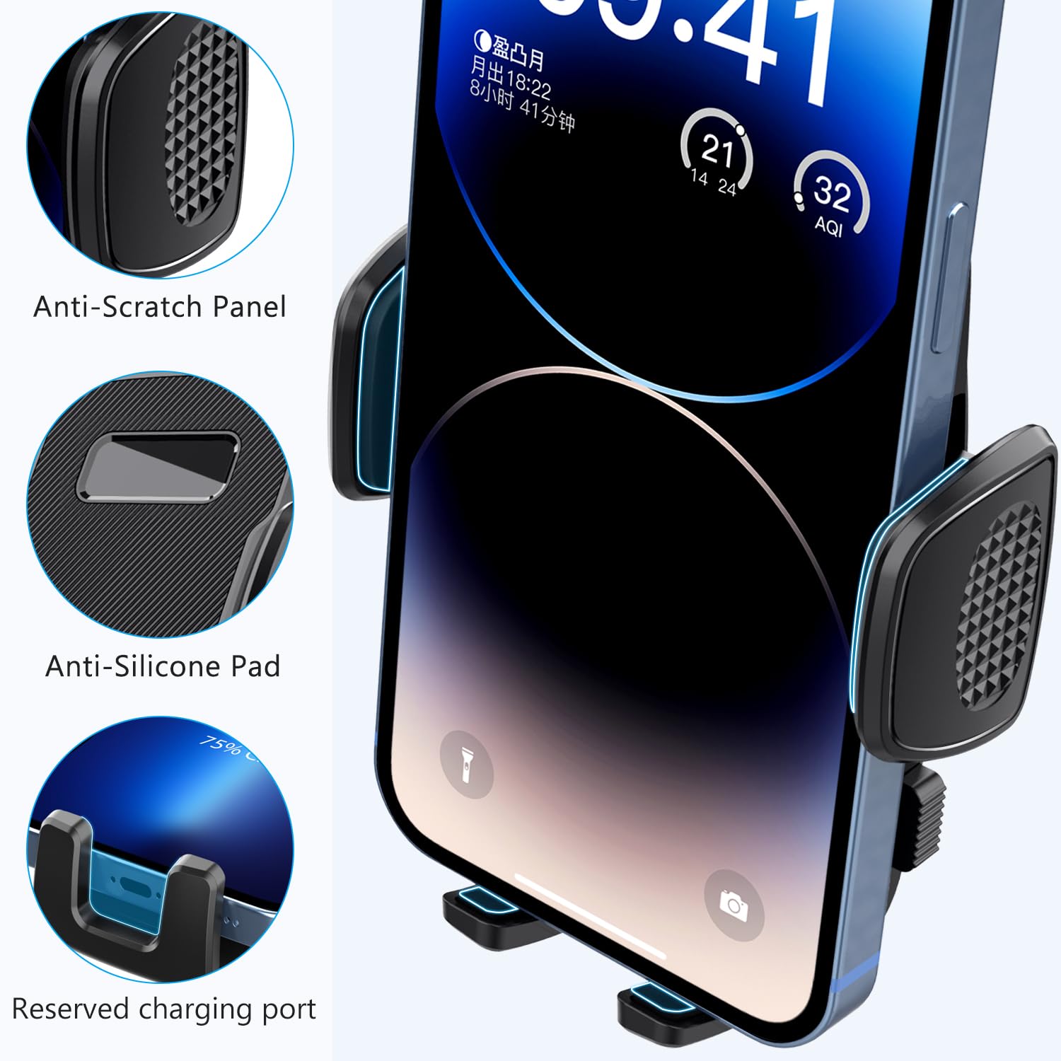 Phone Dash Mount for Car, Phone Holder for Car Windshield Dashboard Window, Gun Mount Hands Free Universal Automobile Cell Phone Holder Fit for iPhone Smartphones