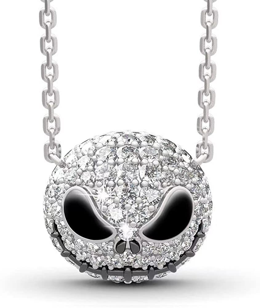 Skull Necklace for Women Nightmare Before Christmas Pendants Princess Anniversary Promise Gift for Women Bride Teen Girl