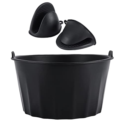 Silicone Slow Cooker Liners,Slow Cooker Divider Insert,Reusable/Leekproof Cooking Liners With Mitts Fit,For 5-6qt Round Slow Cookers,Dishwasher Safe(Black)
