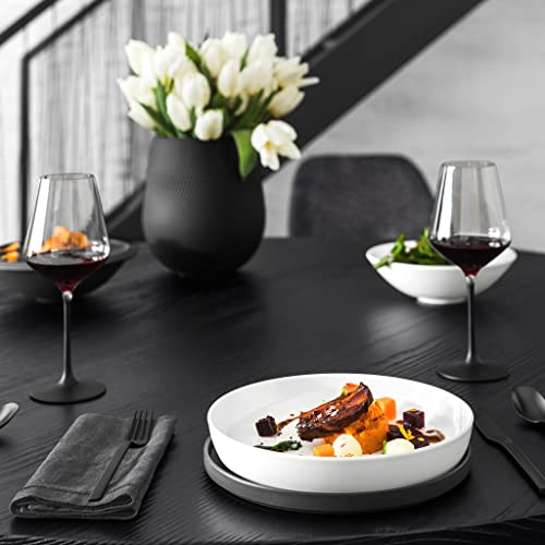 Villeroy & Boch Iconic La Boule, 7-Piece Dinnerware Set, Premium Porcelain, Dishwasher-Safe, Black, White