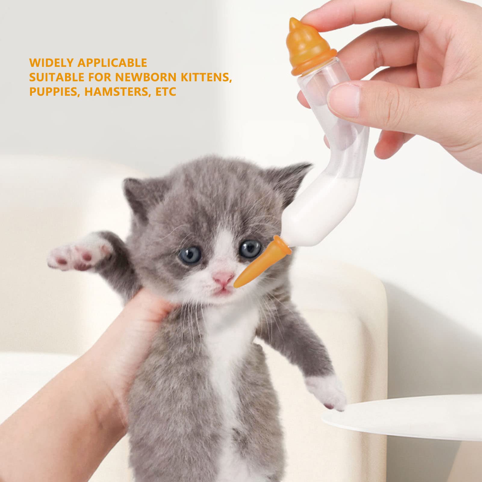 Pet Milk Feeding Bottle Glass Changeable Arc Design Newborn Pet Milk Feeder for Kitten Puppy Hamster 10ml Kitten Milk Feeding Bottle