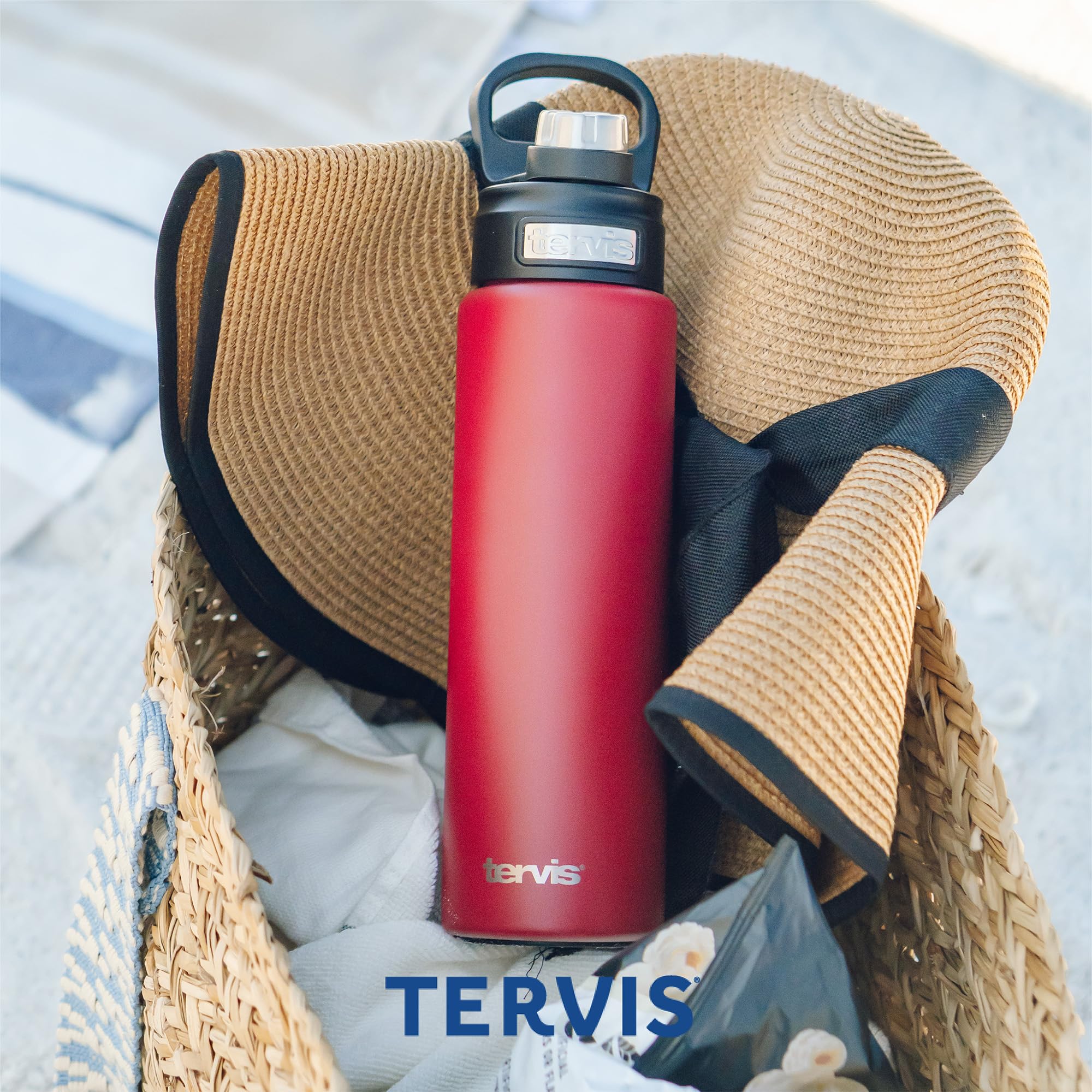 Tervis Inkreel - Blue Tides Triple Walled Insulated Tumbler Travel Cup Keeps Drinks Cold, 24oz Wide Mouth Bottle, Stainless Steel