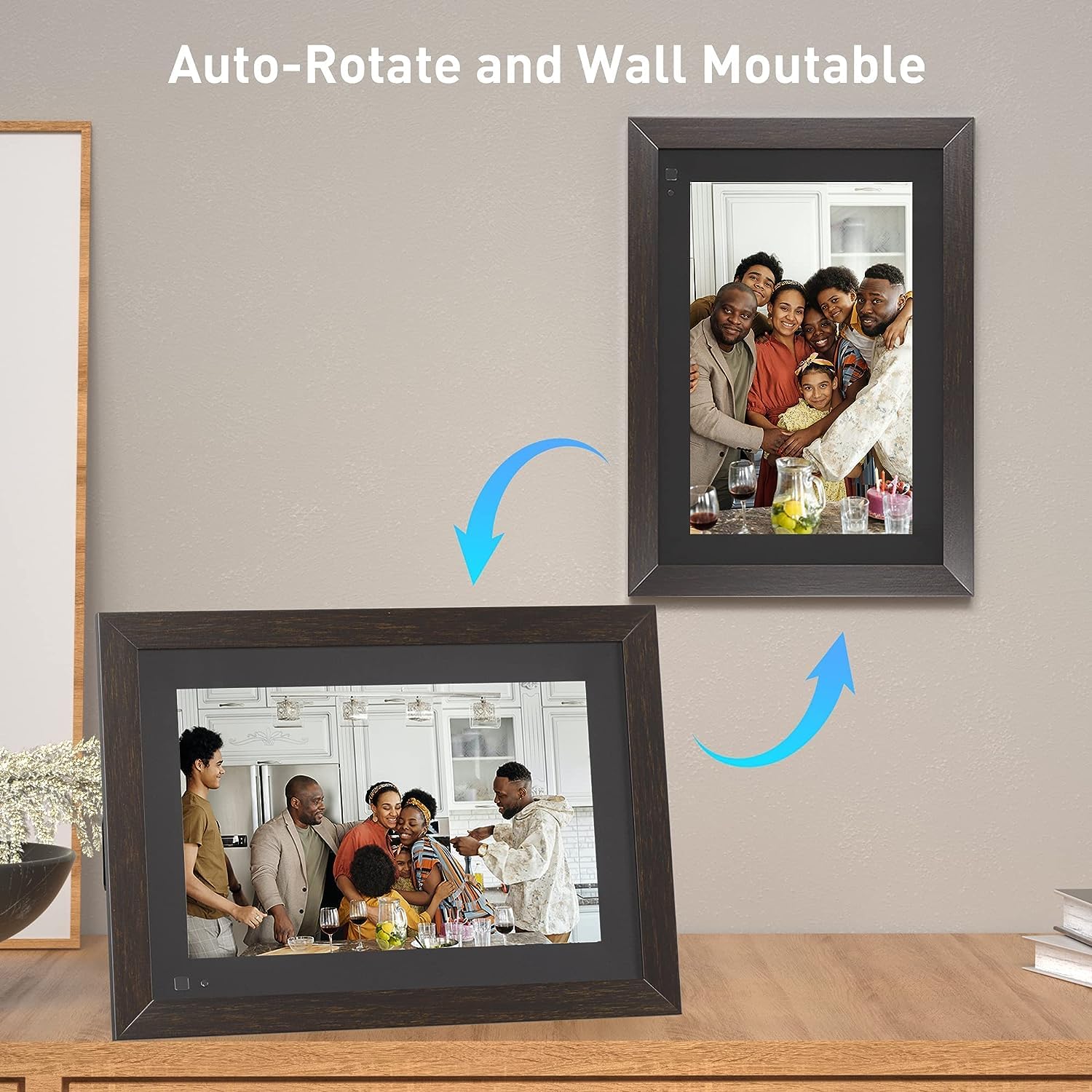 SGIN 10.1 Inch Digital Picture Frame, with 1280 * 800P IPS Touch Screen, 16GB Storage Smart Cloud Photo Frame, Auto-Rotate, Wall-mountable, Electronic Picture Frames via AiMOR APP