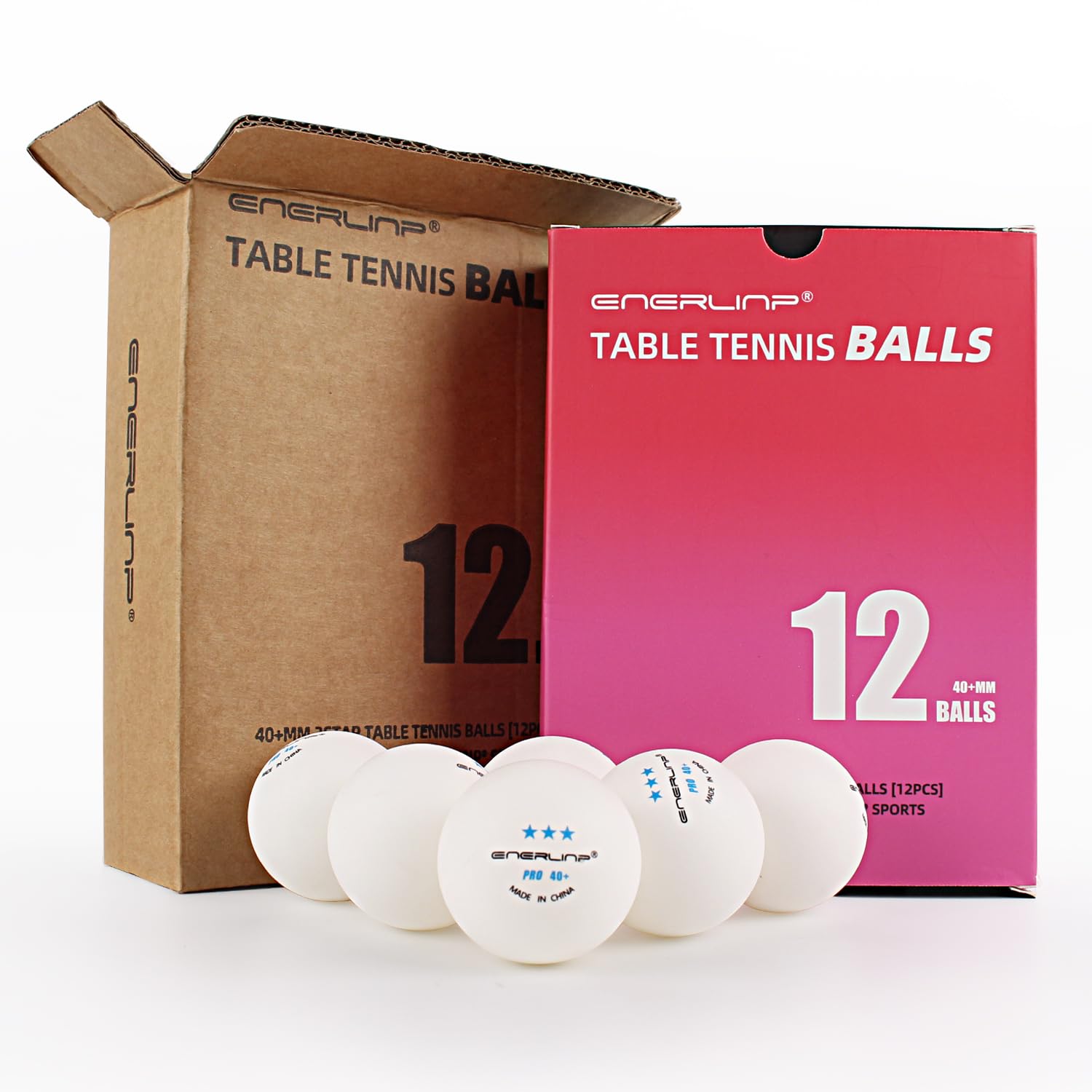 Ping Pong Balls,ENERLINP Sports Table Tennis Balls,Official Ping Pong Ball,Professional Ping Pong balls 3 star,Pelotas de Ping Pong,White ball,Size (40+) (Pack of 12)