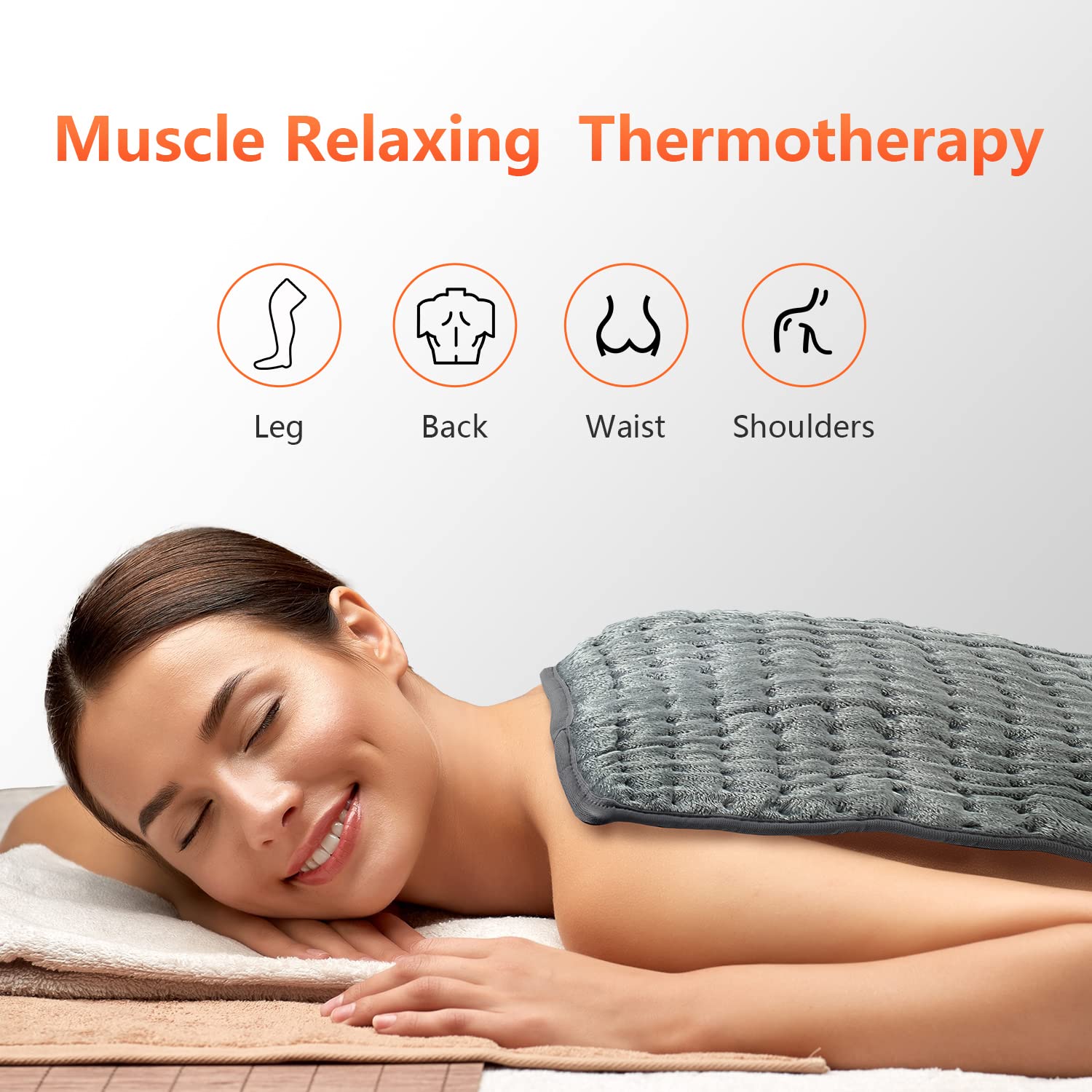 Sinocare Electric Heating Pad for Back Pain Relief Neck and Shoulders Cramps - Extra Large [12"x24"] - Auto Shut Off - Heat Pad with Moist & Dry Therapy Dark Grey