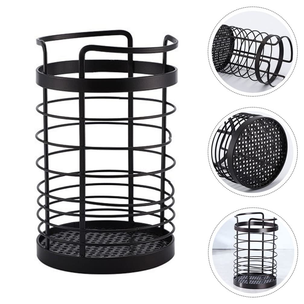 Yardwe round chopstick holder utensil basket silverware cutlery holder utensil holder kitchen tool dryer utensils sink basket home tools spoon holder iron Storage chopsticks cage