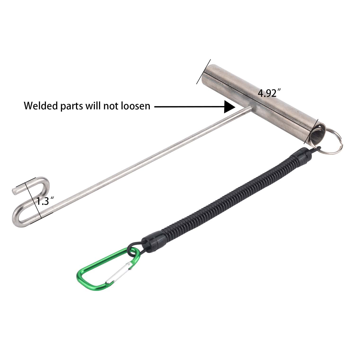 YEUQWJ Stainless Steel Shark Hook Remover, Fish Hook Remover, Heavy Duty Sea Fish Hook Remover. with Coiled Lanyard. Suitable for Large Fish Fishing. (1)