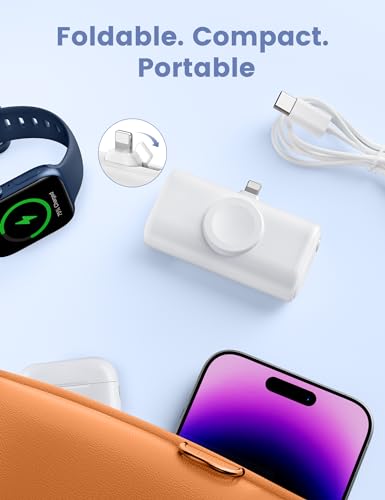 RORRY Mini Portable Charger for iPhone,5000mAh Small &Ultra-Compact 15W PD Fast Charging Power Bank Compatible with iPhone 14/13/12/11/XR/X/8 and Apple Watch Series 9/Ultra2/8/Ultra/7/6/5/4/3/SE