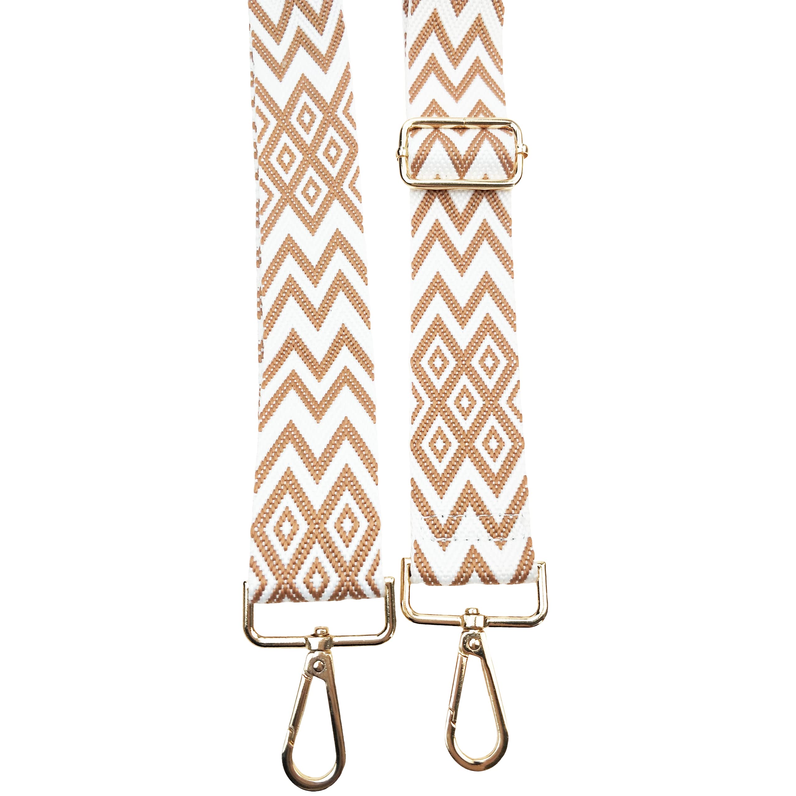 Wide Purse Straps Replacement Crossbody, Adjustable Retro Jacquard Guitar Strap, Multi-pattern Shoulder Bag Straps with Gold Hardware for Handbag (B-Wavy strap)