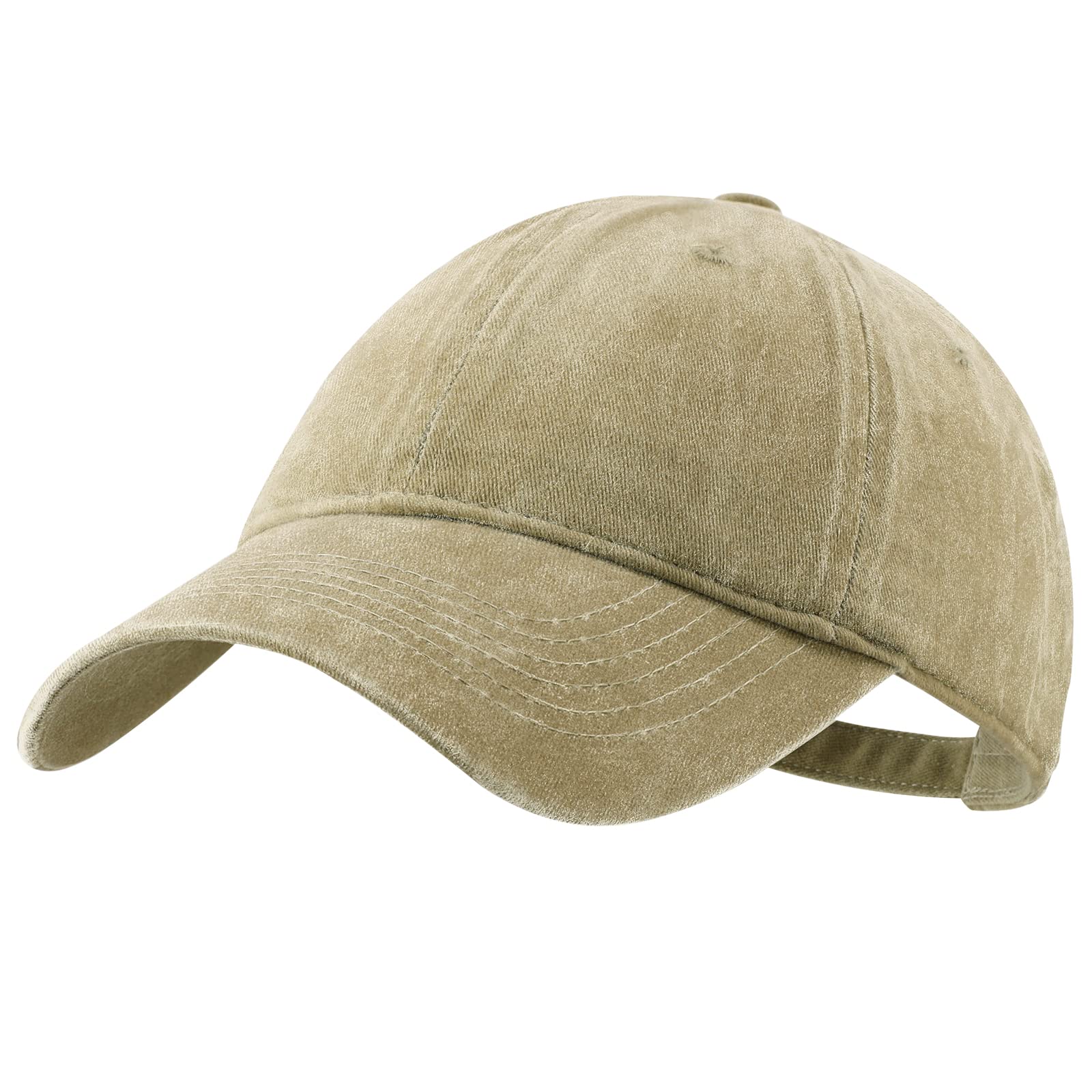 VODIORE Khaki Hats Washed Cotton Baseball Cap Vintage Baseball Hat Low Profile Cap Khaki