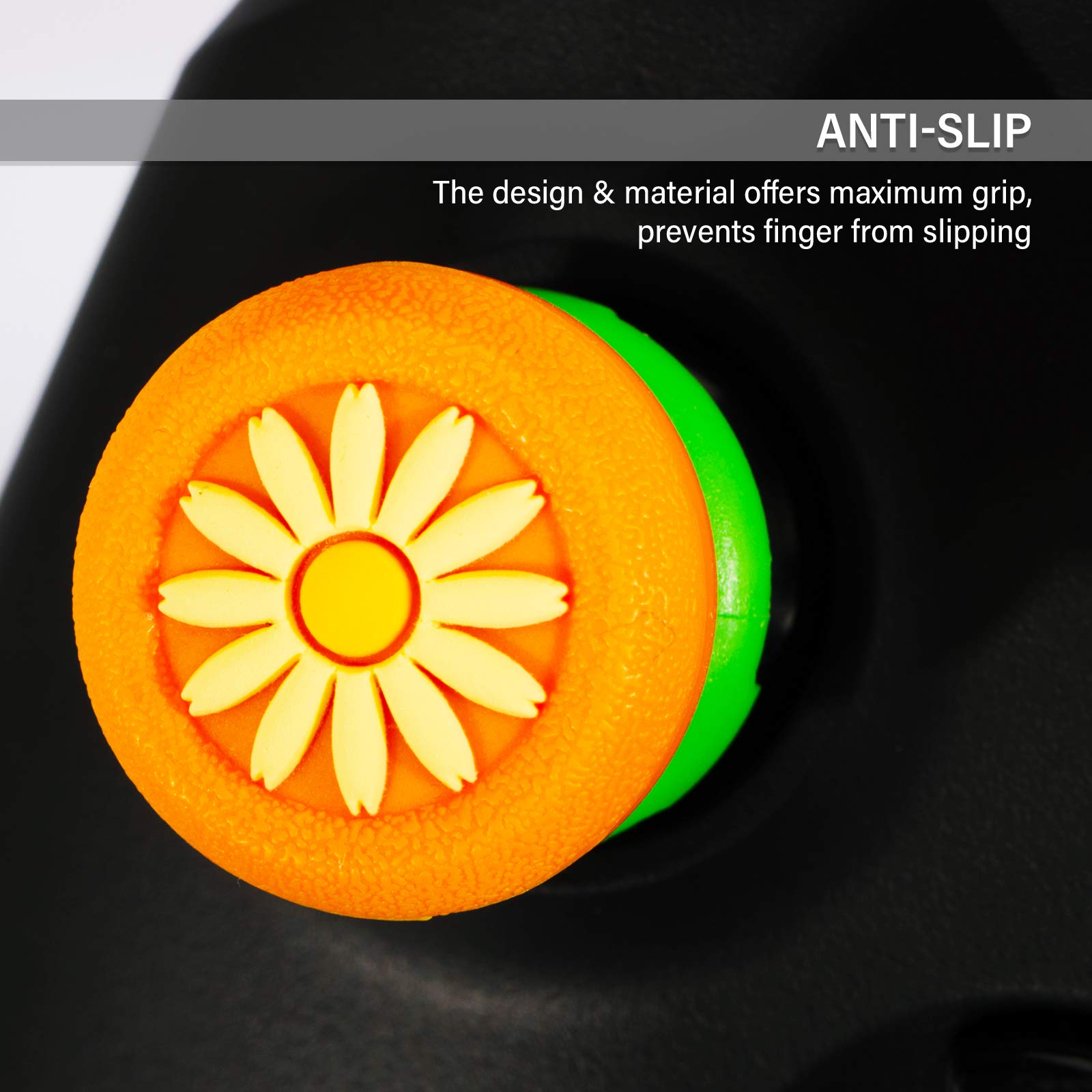 Playrealm FPS Thumbstick Extender & 3D Texture Rubber Silicone Grip Cover 2 Sets for Xbox Series X/S & Xbox One Controller (Daisy Orange)