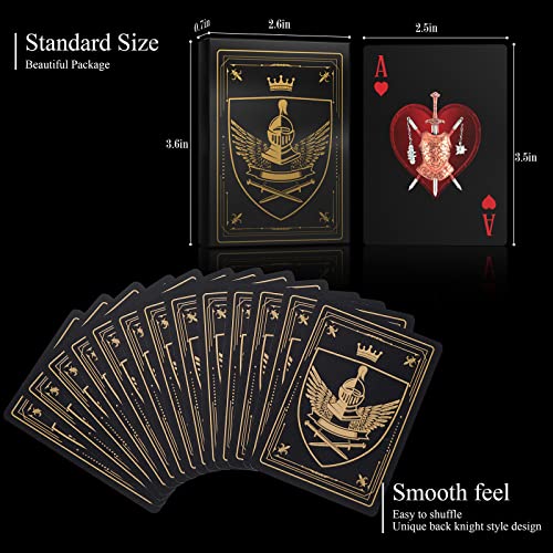 WJPC Waterproof Playing Cards,Plastic Playing Cards,Deck of Cards ,Game and Party Poker Cards (Knight Gold)