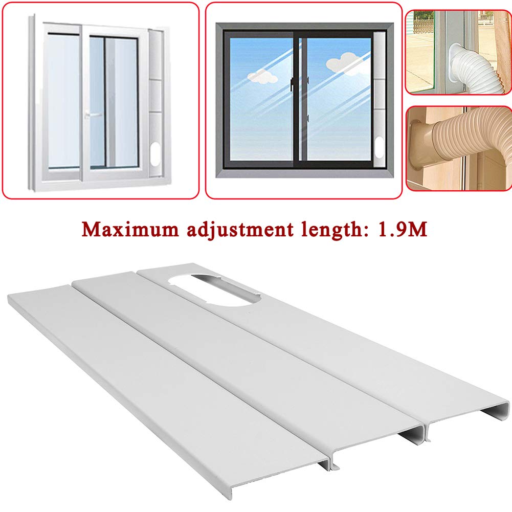 Portable AC Window Kit for Vertical Window, Air Conditioner Window Slide Kit Plate Adjustable Length MAX 190cm AC Vent Kit Fit for Exhaust Hose with 5.1 or 5.9 Diameter (3# 3pcs Slide Kit Plate MAX