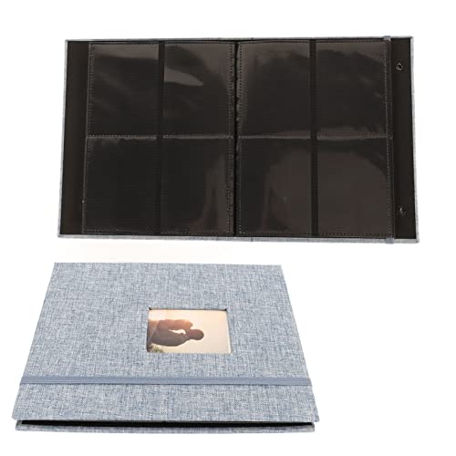 Photo Album, Hemp Woven Cotton Shell, Delicate Photo Album, 208 Pockets, Fine Workmanship, Mini for Gift (Blue)