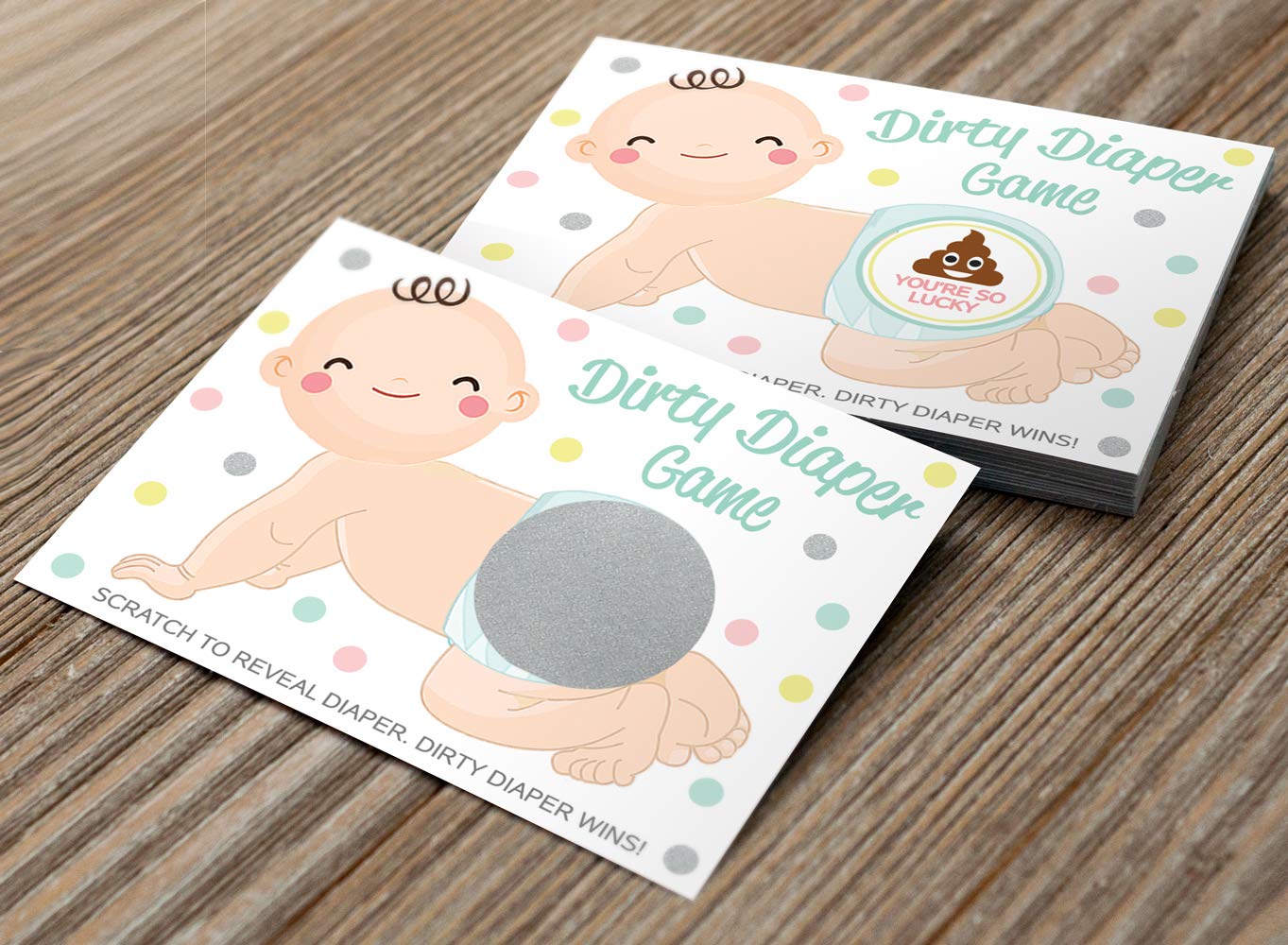 Printed Party Baby Shower Scratch Off Game, Diaper Raffle Tickets, Set of 30