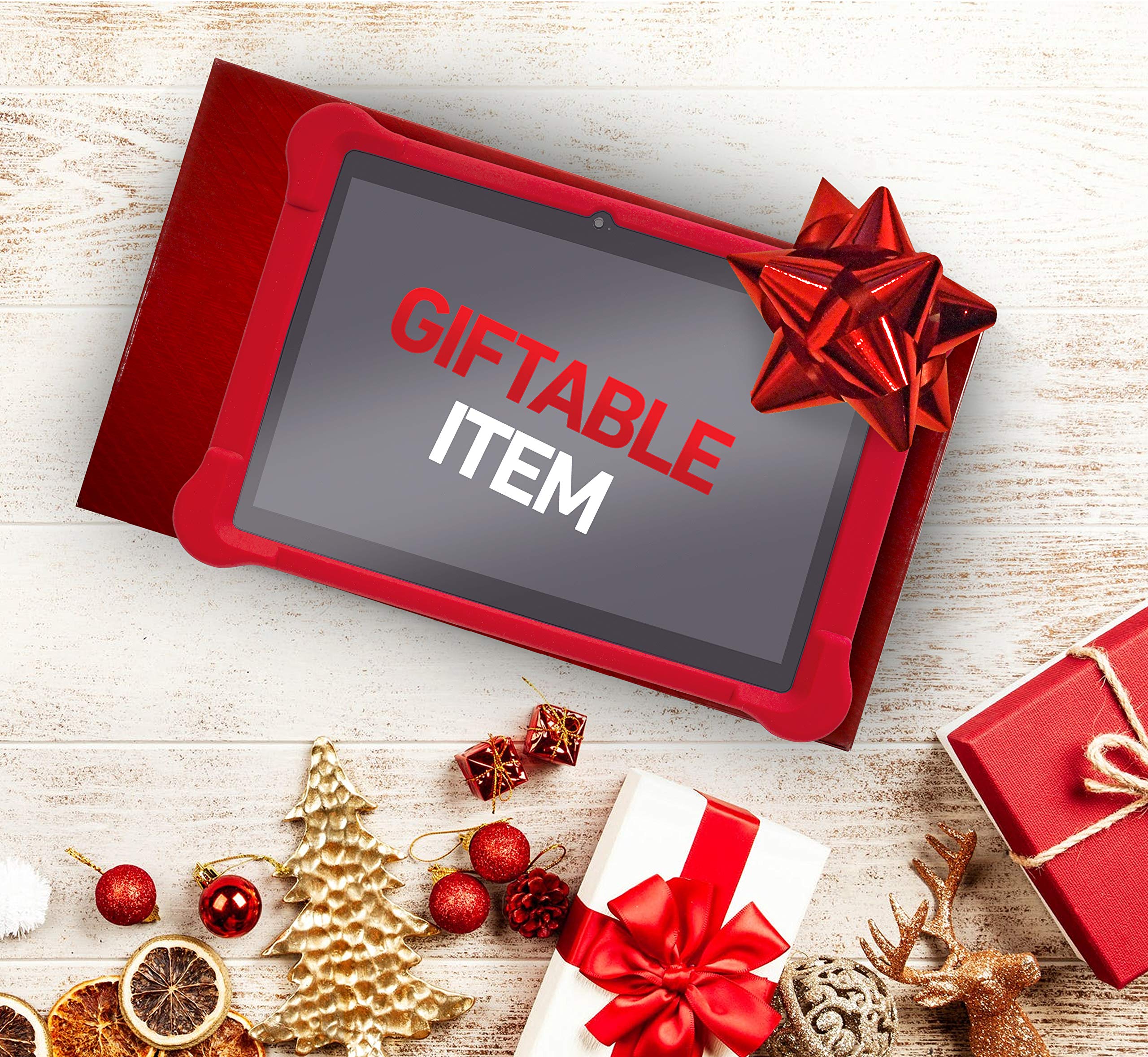 Simbans [4 Bonus Item] TangoTab 10 Inch Kids Tablet with RED Bumper Case 4 GB RAM, 64 GB Disk, Android 10, WiFi, USB, HDMI, Bluetooth, 2+5 MP Camera Computer PC - TKX