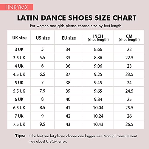 TINRYMX Women Ballroom Practice Shoes Standard Modern Teaching Professional Performance Latin Salsa Dance Shoes,US 5.5