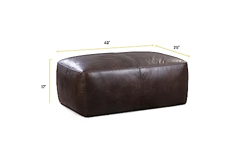 POLY & BARK Denver Leather Ottoman in Full-Grain Semi-Aniline Italian Tanned Leather in Madagascar Cocoa