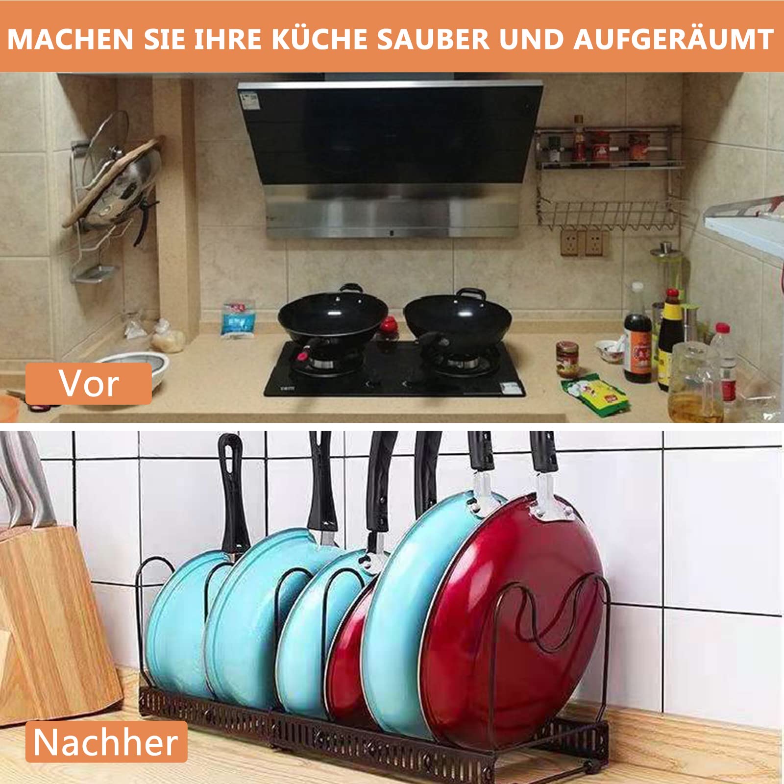 SPEENSUN Pot Lid Organizer,Lid Organizer,Expandable Detachable Pot And Pan Organizer For Cabinet With 7 AdjustableDividers,Not Easy To Tilt Or Bend Heavy Iron Pan Organizer Rack For Cabinet Organizer