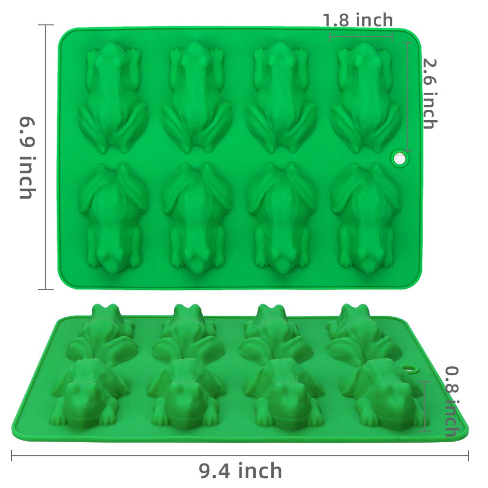 Webake Chocolate Molds Frog Candy Mold 2 Pack Silicone Molds For Jello, Keto Fat Bombs, Crayons, Gelatin, Cake Decoration, Soap, Resin(Green)