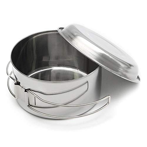 YFDM Camping Outdoor Tableware Stainless Steel Bowls Folding Cooking Set Hiking Taveling Cookware