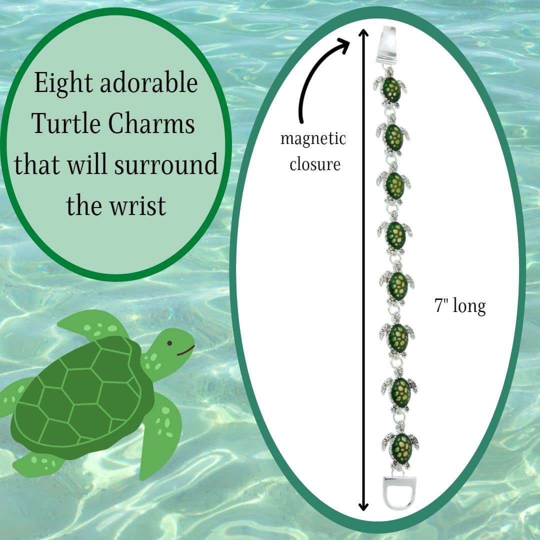 PammyJ Green Sea Turtle Bracelet Silvertone