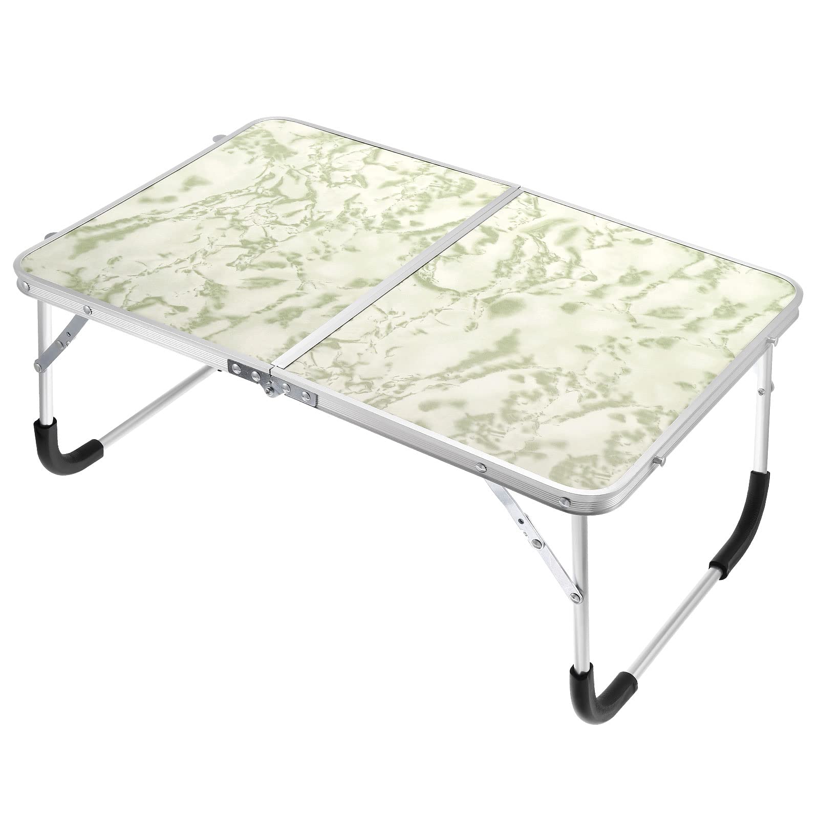 PATIKIL Foldable Laptop Table, Portable Lap Desk Picnic Bed Tray Tables Snacks Reading Working Desks for Bed Sofa Camping, White Green