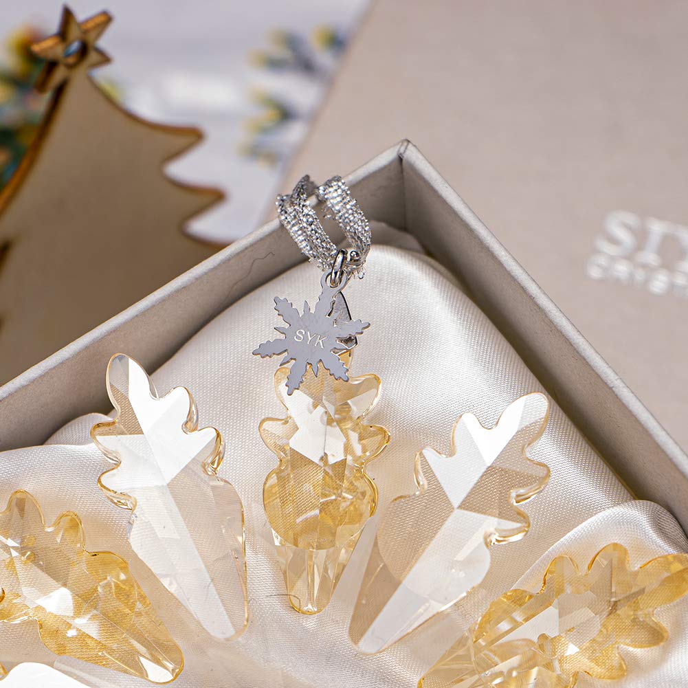 SIYOUKI Chrismats Gift Fantasy Elf Pendant, Crystal Snowflake Christmas Ornaments,Crystal Hanging Decorations (Gold)