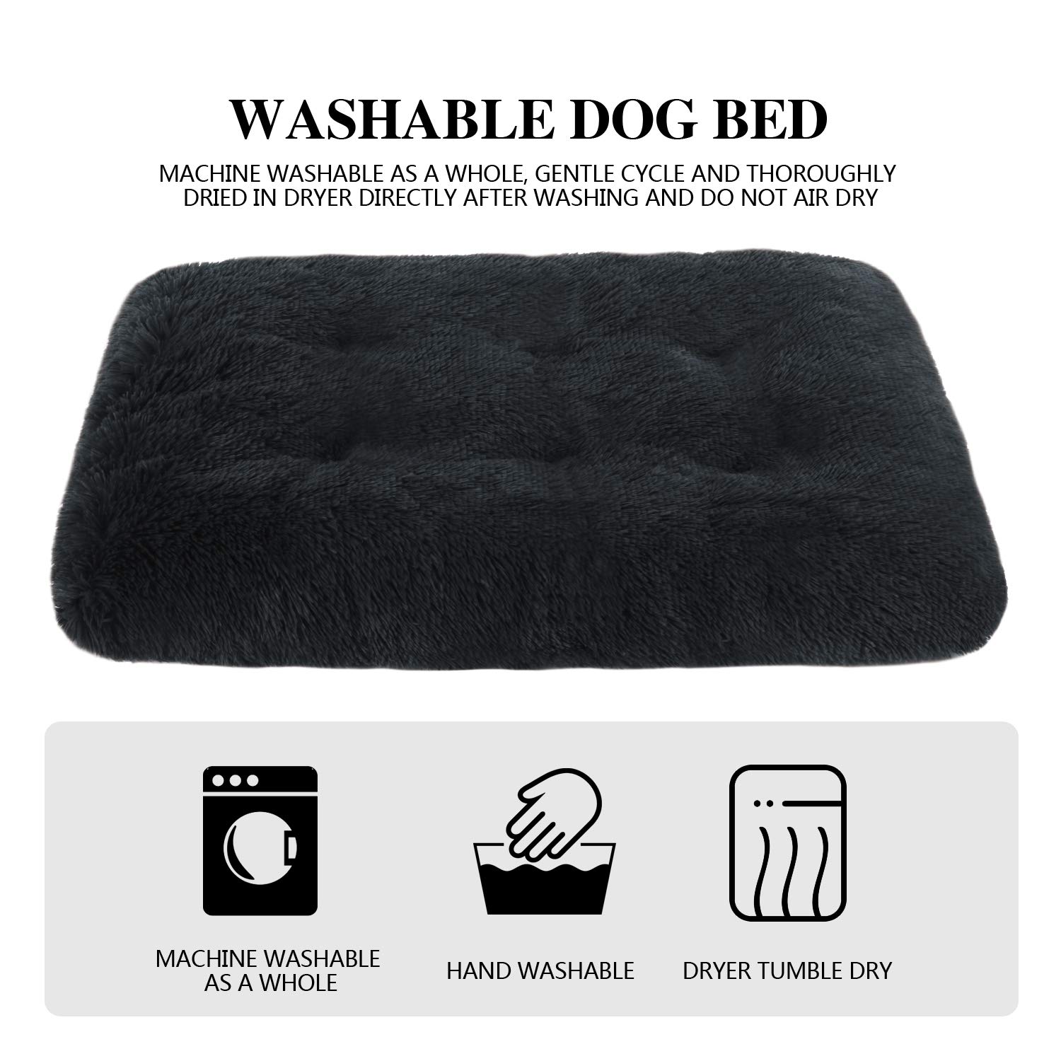 OXS Dog Bed Long Plush Pet Bed, Comfortable Faux Fur Washable Crate Mat for Jumbo Large Medium Dogs with Anti-Slip Backing