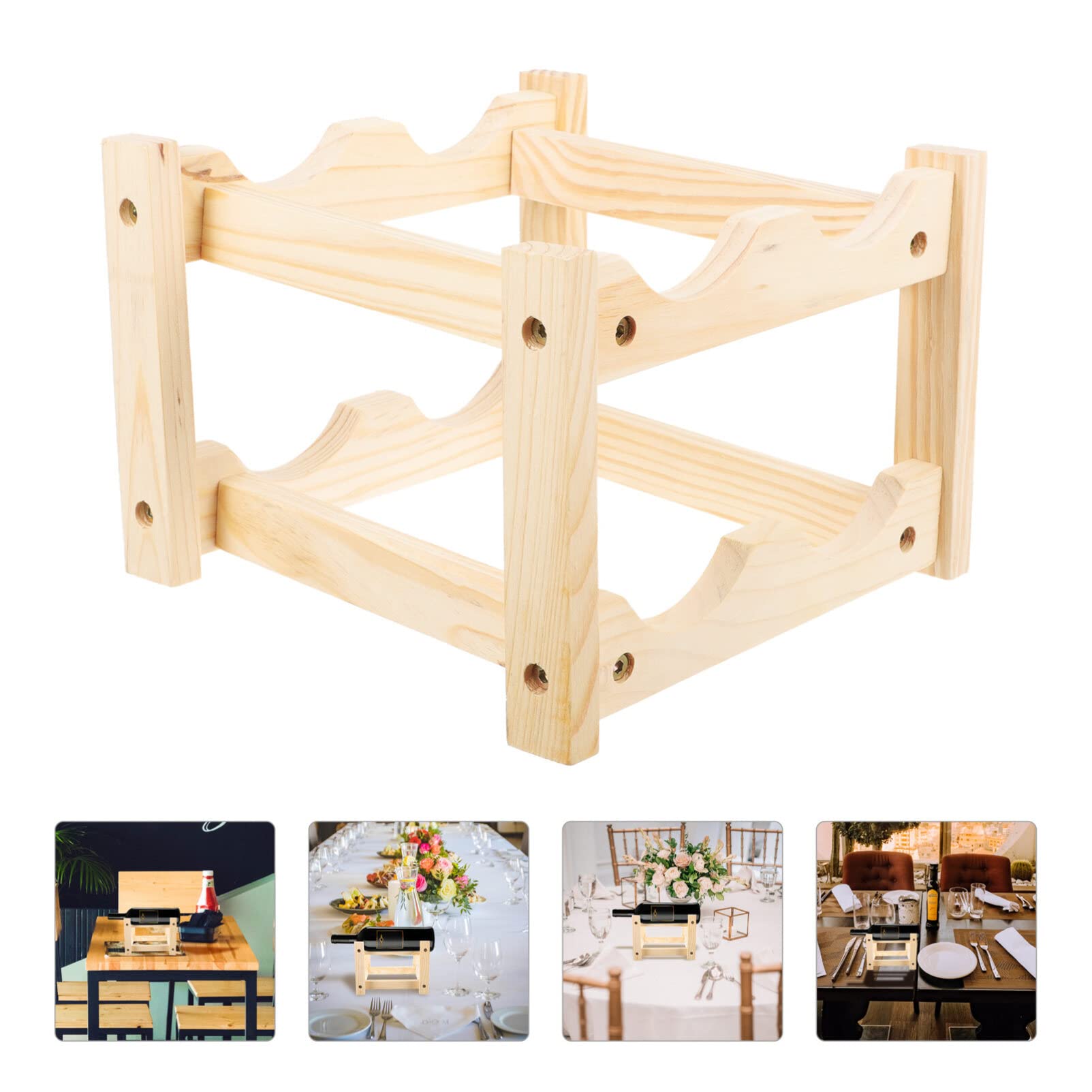 Yardwe Wooden Wine Bottle Rack countertops for Kitchen Counter Tops for Kitchens Wine Storage Holder Wine Bottle Holder Stand Small Display Stand Corner Cabinet Wine Storage Shelf