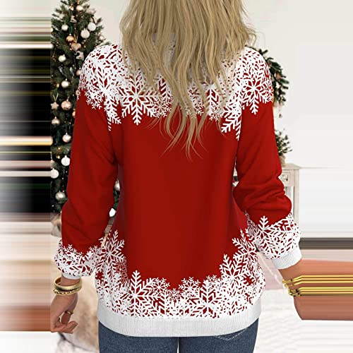 Women Long Sleeve Christmas 3d Print Tops Cute Fashion Pullover Autumn and Winter Round Neck Sweatshirt