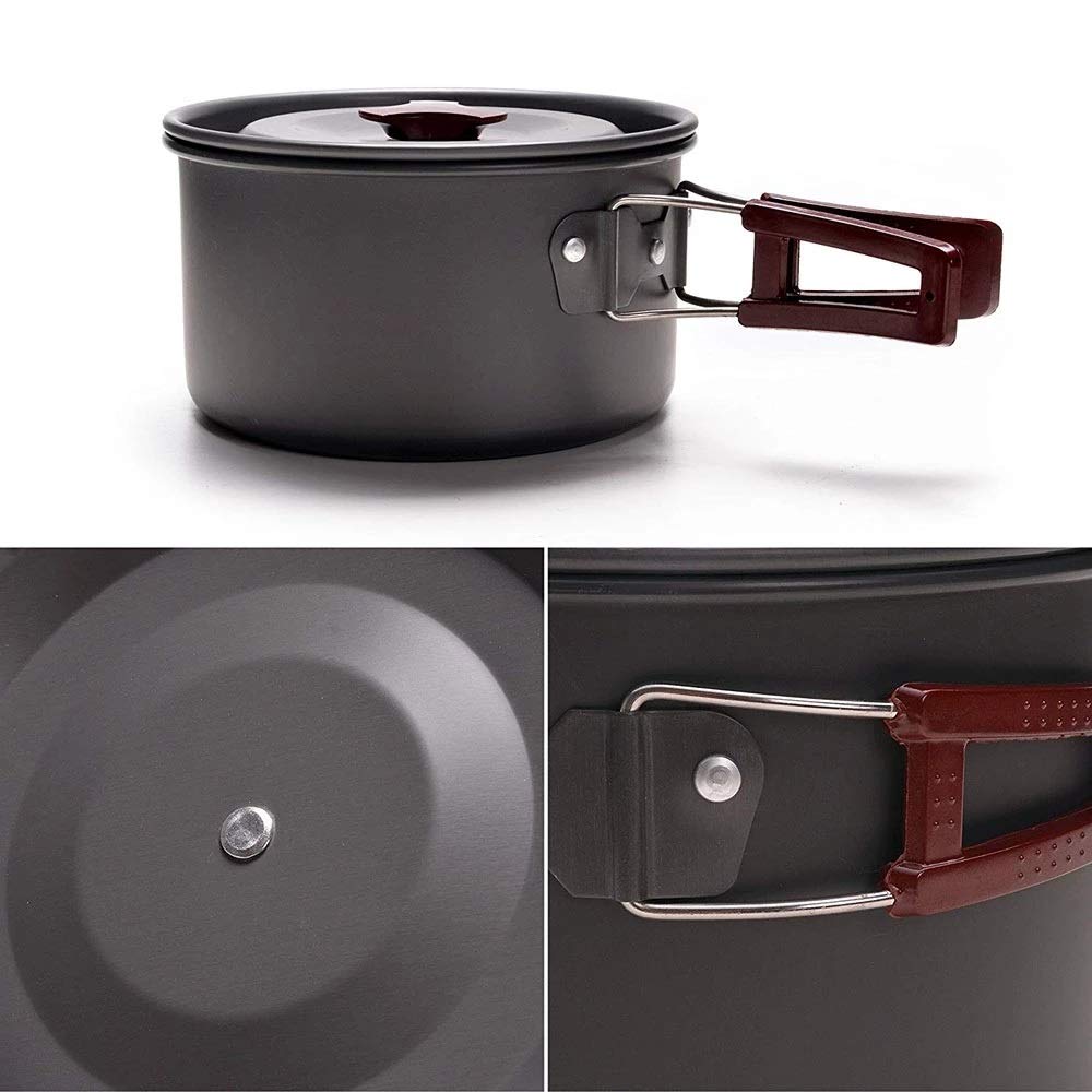 YFDM Outdoor Camping Cookware Kit Non Stick Camping Pans Lightweight Cooking Set Pans and Pots for Trekking Hiking Picnic