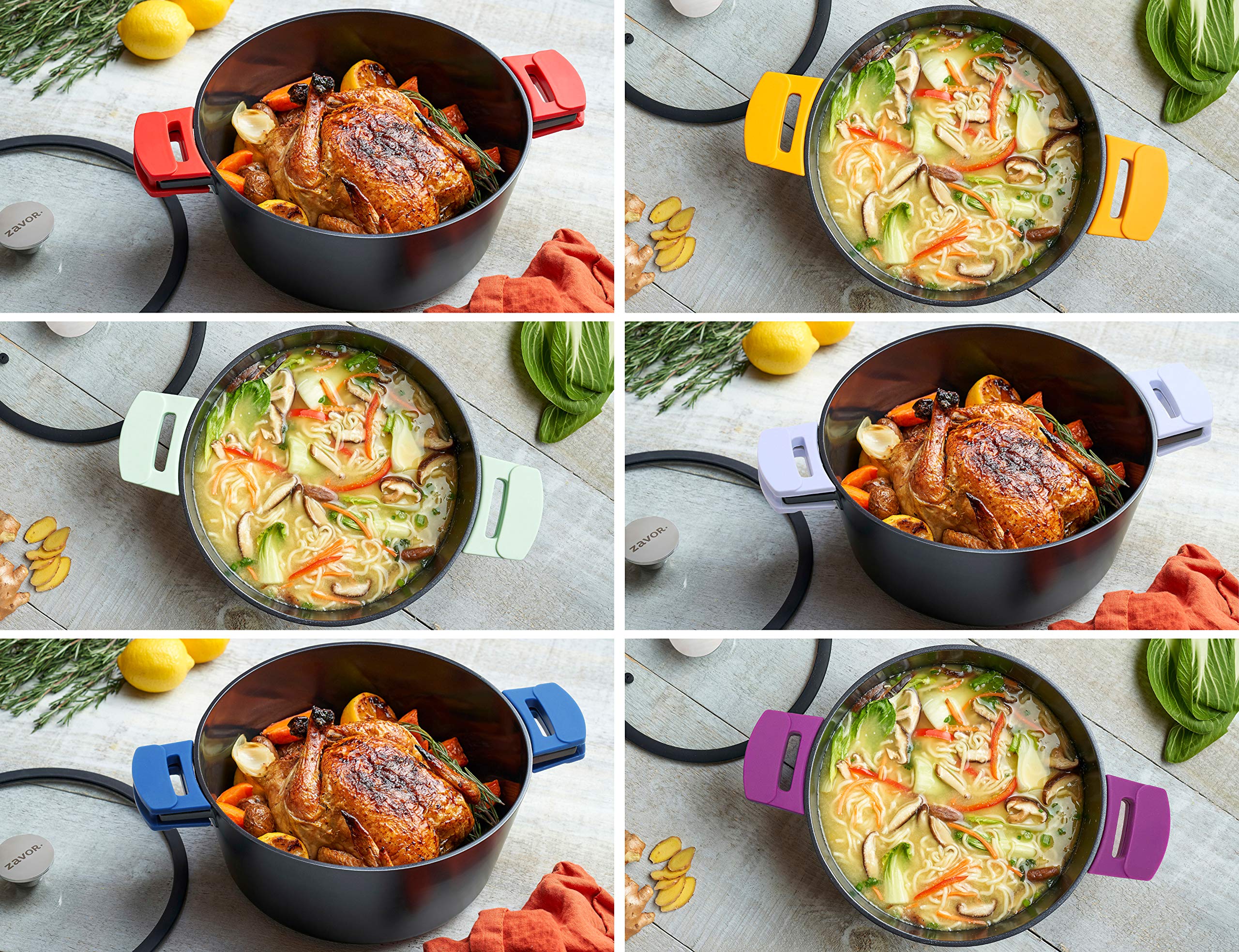 Zavor Noir 7 Qt Dutch Oven - Premium Cast Aluminum with Titanium-based Nonstick Ceramic Coating & Removable Handles - Ultra Lightweight - Oven & Induction Ready | Noir Collection