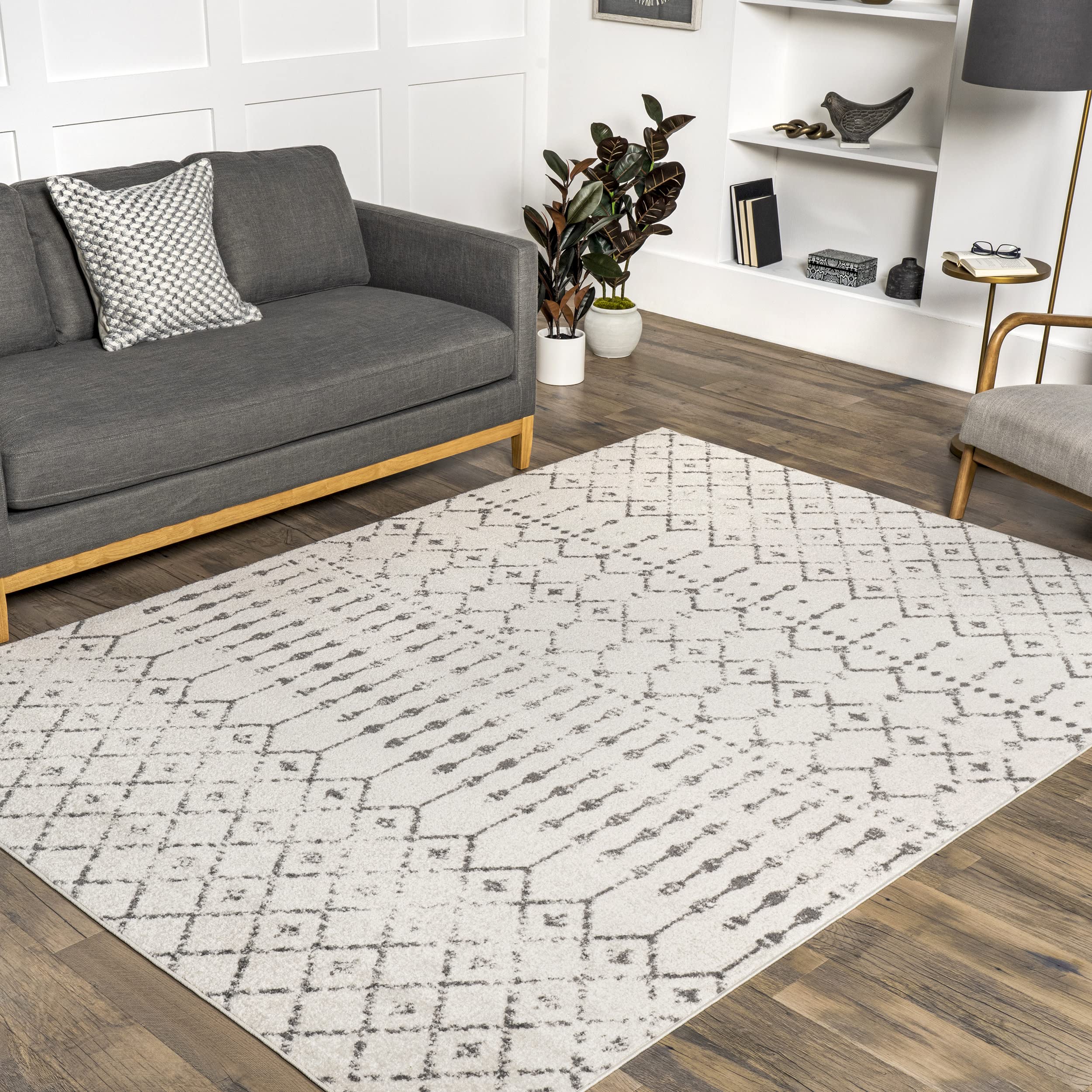 nuLOOM 5x7 Moroccan Blythe Area Rug, Grey, Faded Bohemian Design, Stain Resistant, For Bedroom, Dining Room, Living Room, Hallway, Office, Kitchen, Entryway