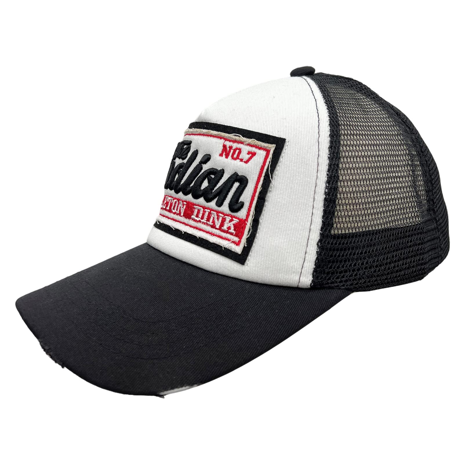 The Indian Skeleton Dink Cotton Baseball Mesh Cap, Distressed Vintage Dad Hat Adjustable Snapback Trucker Hats for Men Women Black