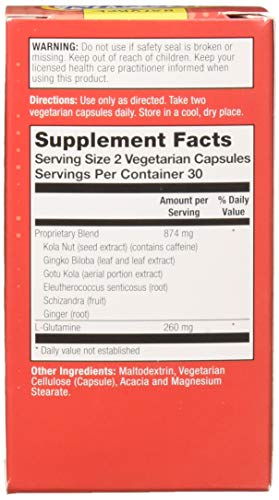 Natural Balance Brain Pep | Brain Function Supplement with Ginkgo Biloba, Kola Nut | Helps Support Improved Memory, Focus & Mental Clarity | 60 Capsules