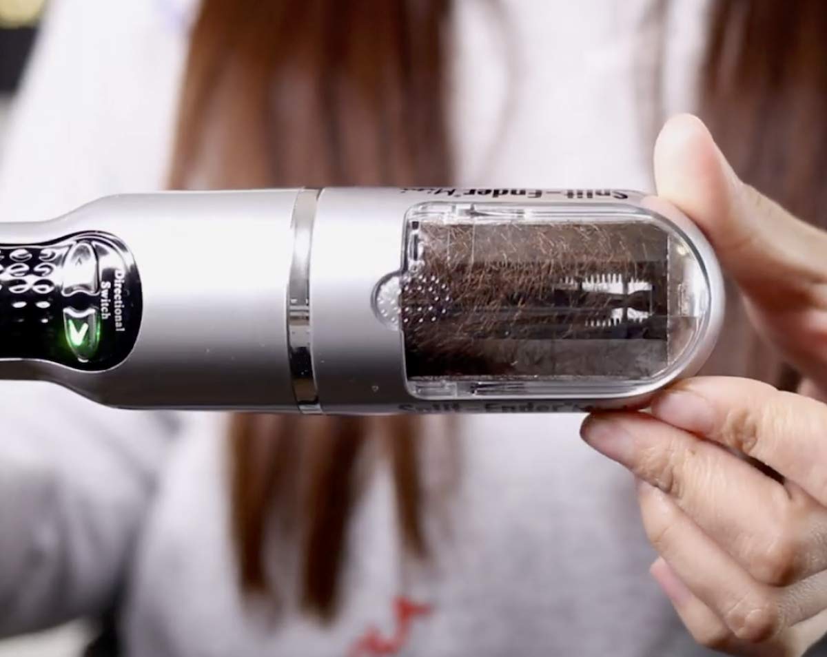 Split-Ender Mini - The Original Cordless Split End Hair Trimmer Automatic 3 AAA Battery Home Care Clipper 2-in-1 for Dry Damaged Splitting Broken Brittle Straight Curly Frizzy Beauty Styling - Silver