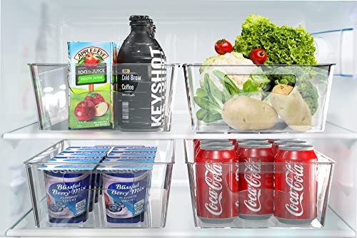 Simple Houseware 4PK XL Size Kitchen Bin Organizer, 15" x 8.4" x 3.75", Clear